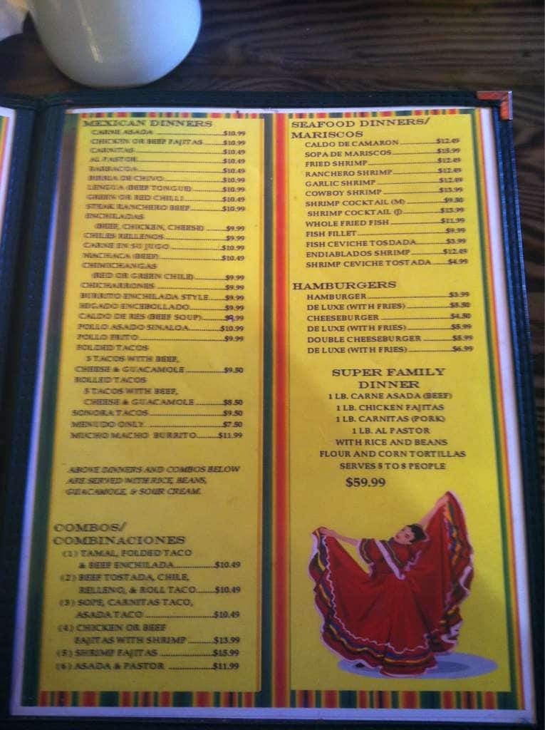Menu at Tacos Mi Ranchito restaurant, Yuma, 188 S 4th Ave