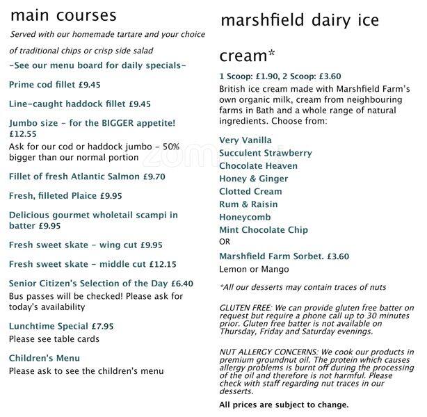 Menu at Seine Rigger fast food, Banstead