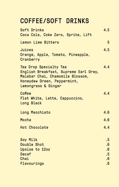 Menu at Long Neck, High Wycombe