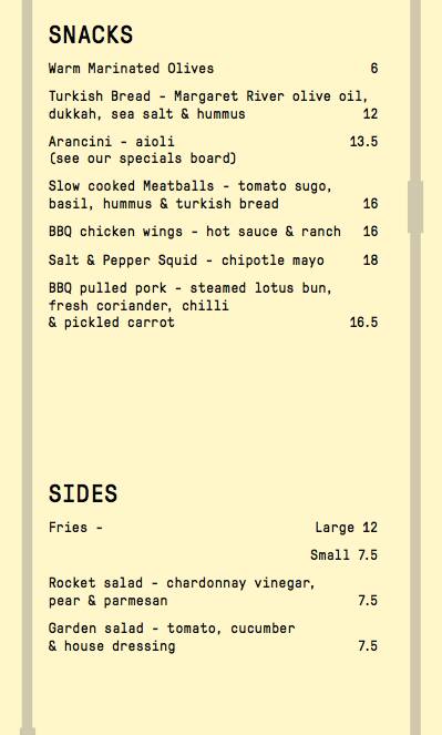 Menu at Long Neck, High Wycombe