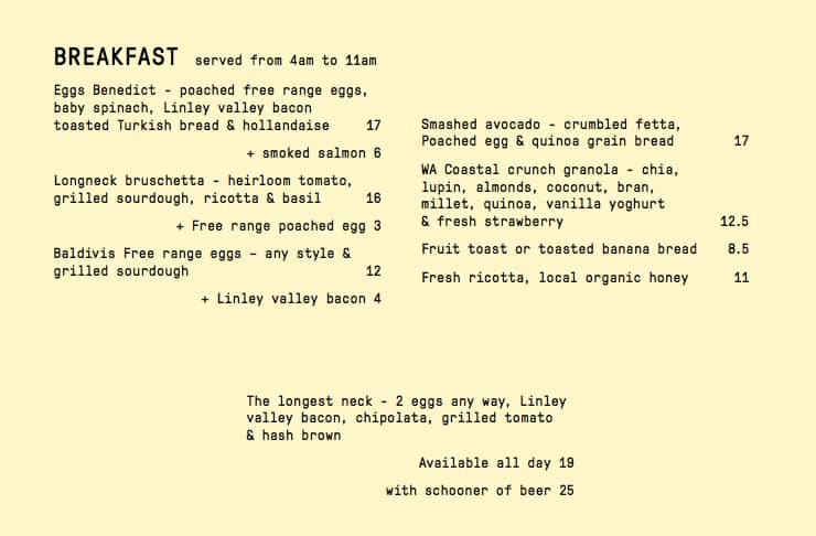 Menu at Long Neck, High Wycombe