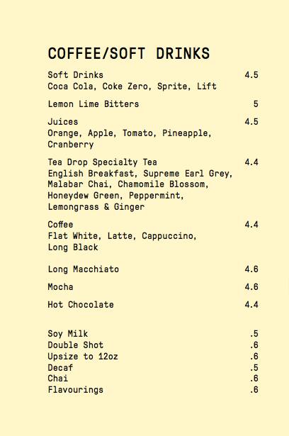 Menu at Long Neck, High Wycombe