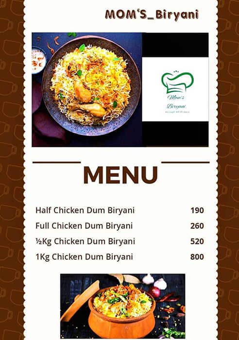 Menu of Mom's Biryani, Kondhwa, Pune