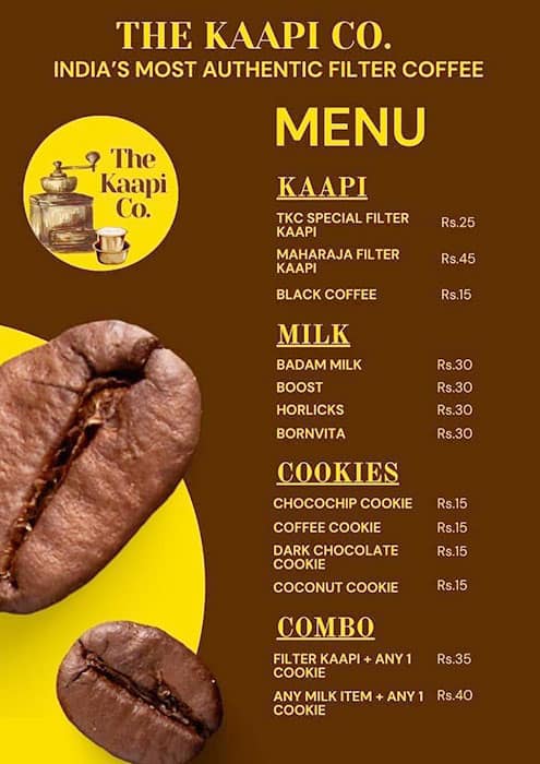 Menu of The Kaapi Co., Vasai, Mumbai
