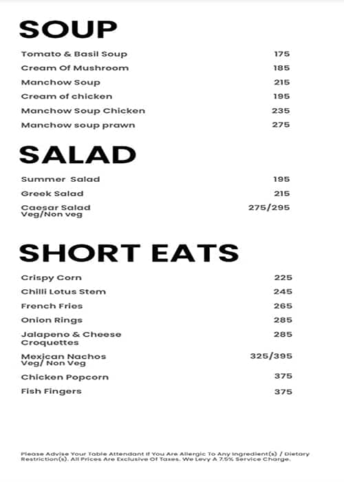 Menu of BLR Brewing Co, Whitefield, Bangalore