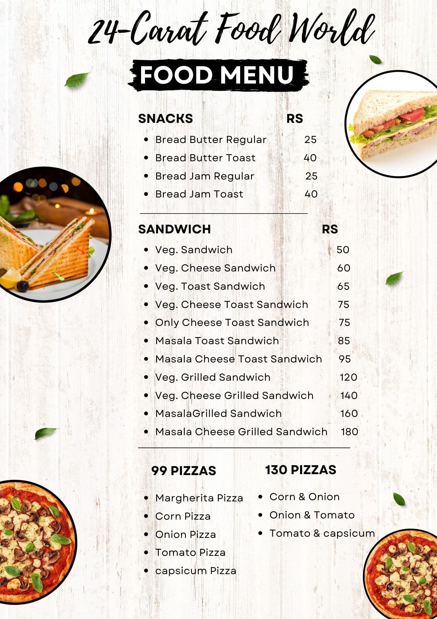 Menu of 24-Carat Food World, Wagle Estate, Thane West, Thane