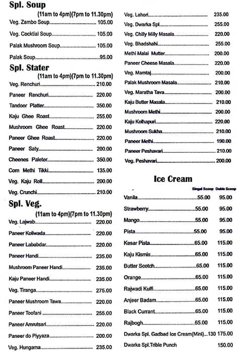 Menu of Dwarka Veg Delight, Nalasopara, Mumbai