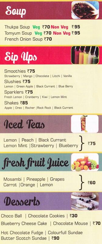 Menu at Crunch Berry, Bengaluru