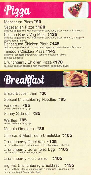 Menu at Crunch Berry, Bengaluru