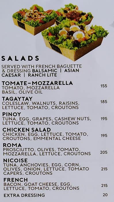 Menu at Paris Délice cafe, Makati, 1 Makati Avenue