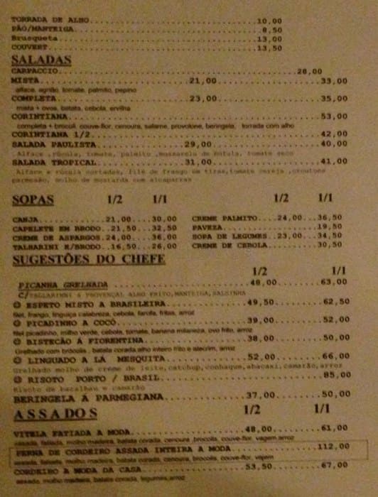 Menu em Cantina e Pizzaria Piolin, São Paulo