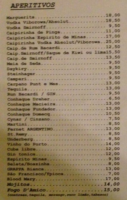 Menu em Cantina e Pizzaria Piolin, São Paulo