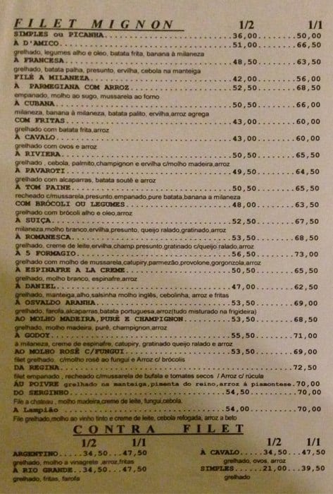 Menu em Cantina e Pizzaria Piolin, São Paulo