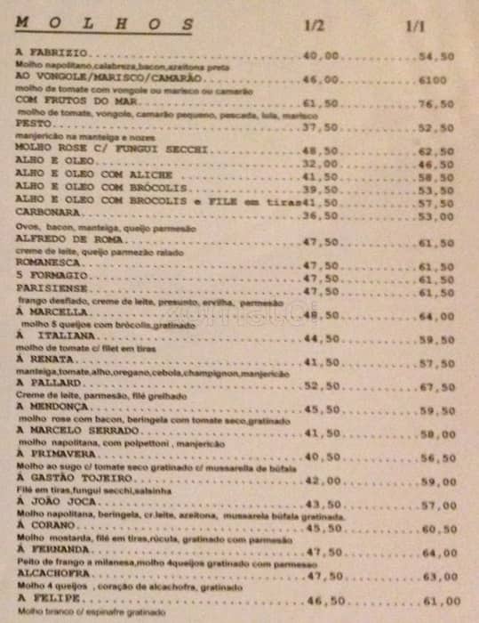 Menu em Cantina e Pizzaria Piolin, São Paulo