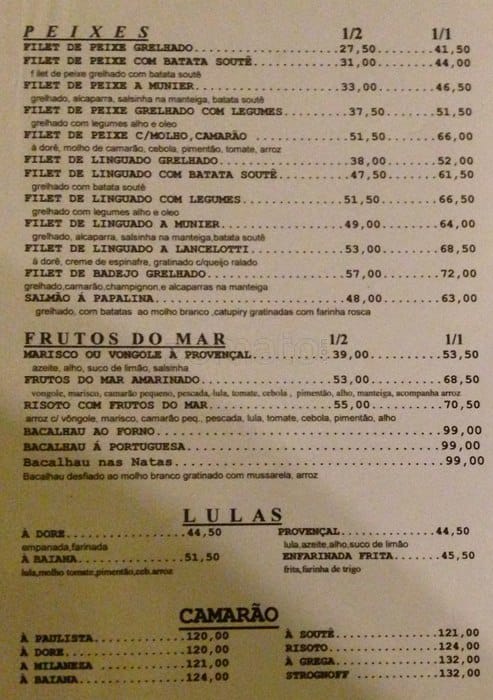 Menu em Cantina e Pizzaria Piolin, São Paulo