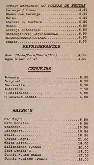 Menu em Cantina e Pizzaria Piolin, São Paulo