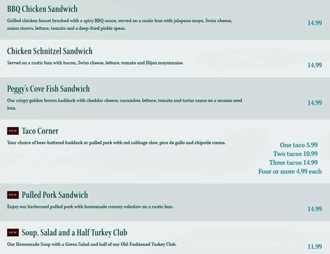 Menu at Duke of Richmond pub & bar, Toronto