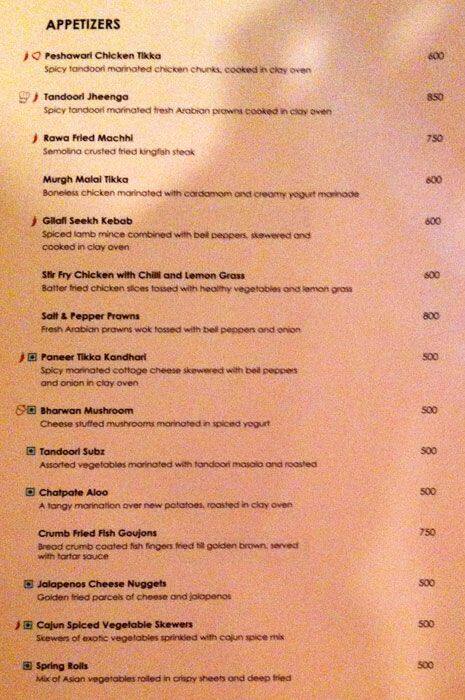 Menu of Canacona - The Lalit, Palolem, Goa