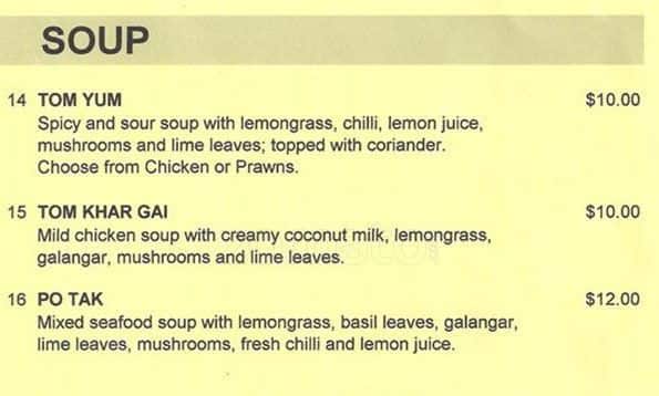 Menu at King & I restaurant, Guildford