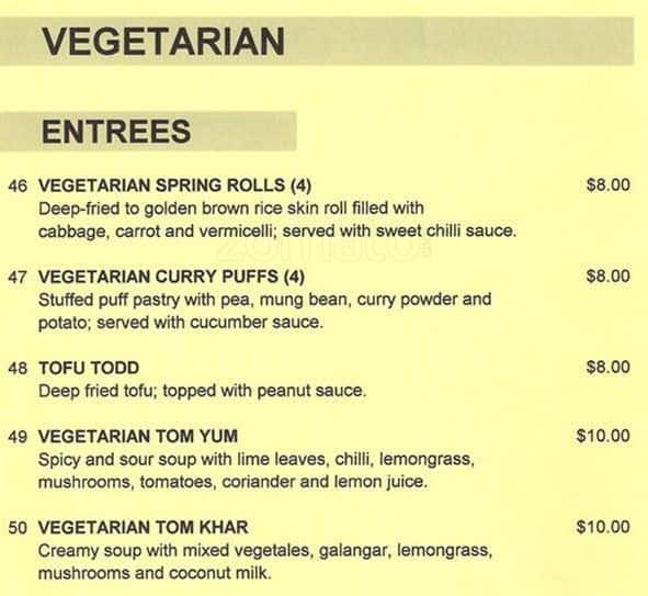 Menu at King & I restaurant, Guildford