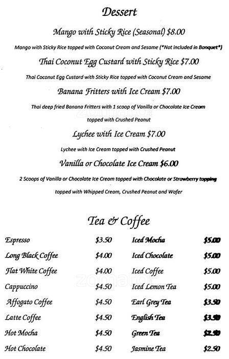 Menu at King & I restaurant, Guildford