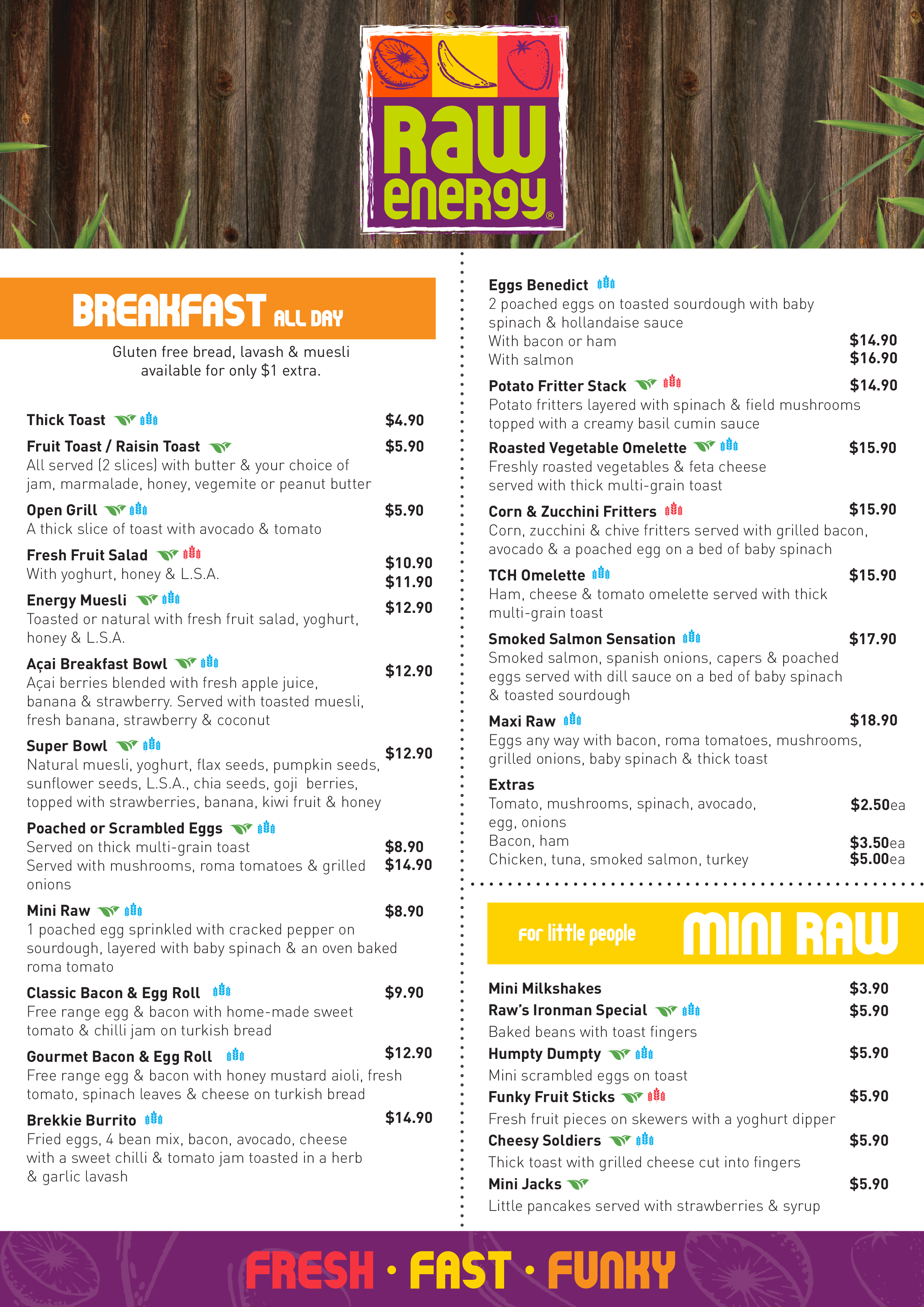 Menu at Raw Energy Coolum cafe, Coolum Beach, 16/1776 David Low Way