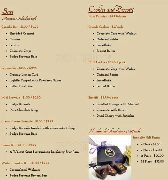 Menu at Miel Patisserie desserts, Philadelphia