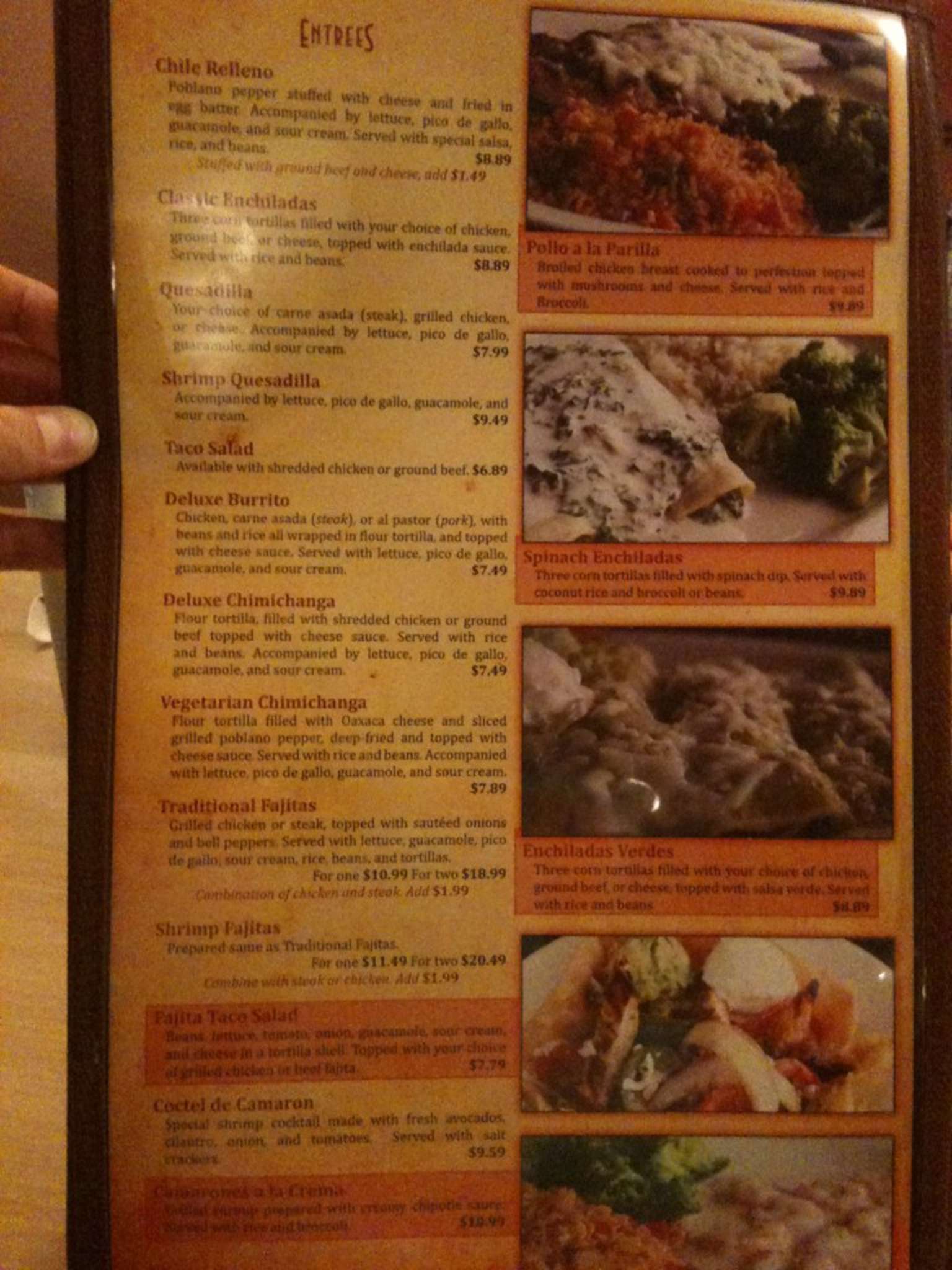 Menu at Botanas Premier Mexican restaurant, Branson