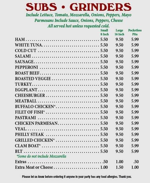 Menu at ABC PIZZA pizzeria, Holyoke, Northampton St