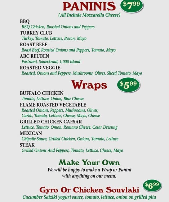 Menu at ABC PIZZA pizzeria, Holyoke, Northampton St