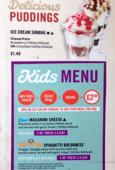 Menu at Morrison's Cafe, London, 350-372 Streatham High Road