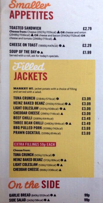 Menu at Morrison's Cafe, London, 350-372 Streatham High Road