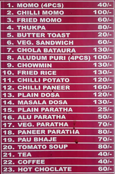 Menu at Hasty Tasty Pure Veg Restaurant, Darjeeling