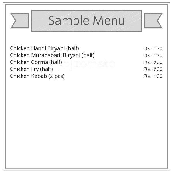 Menu at Taj Halal Chicken Corner, New Delhi