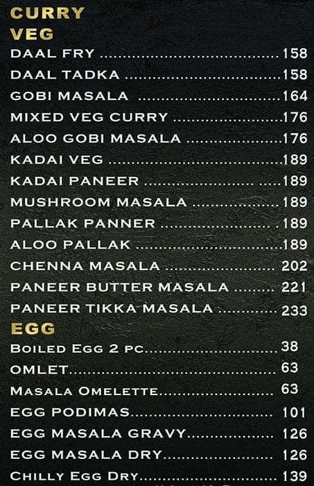 Menu at Akar Imperial Restaurant, Chennai
