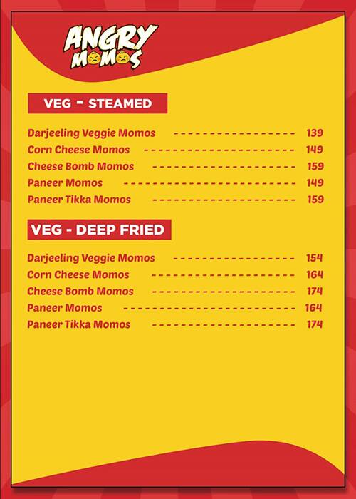 Menu of Angry Momos, Kopar Khairane, Navi Mumbai