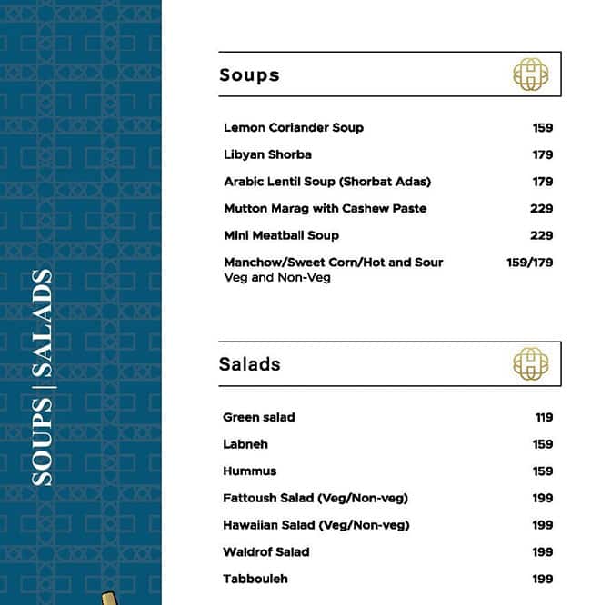 Menu of Habibo, Ameerpet, Hyderabad