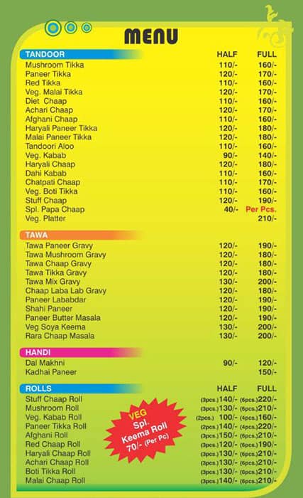 Menu at Papa Chinese Veg Food, New Delhi