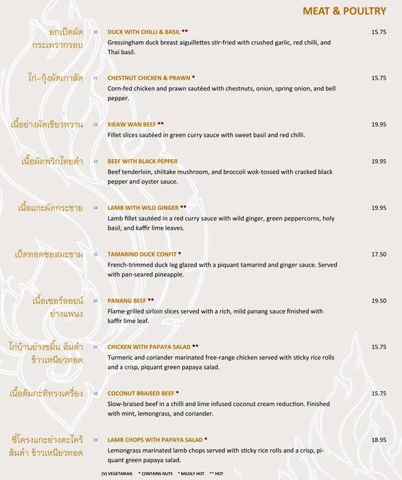 Menu at Patara Thai Restaurant Soho, London, 15 Greek St