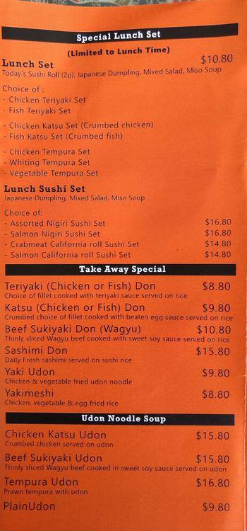 Menu at Ken's Sushi Bar, Bexley North