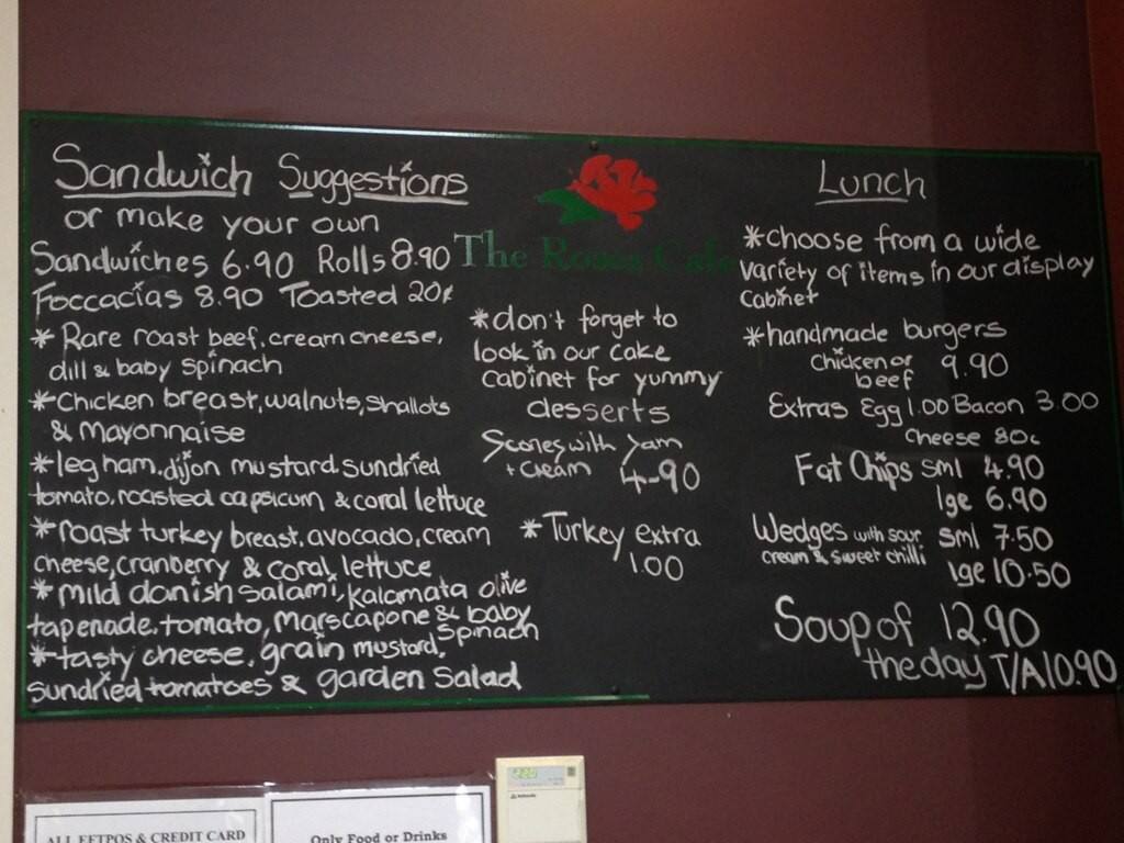 Menu at The Roses Cafe & Catering Co., Goulburn