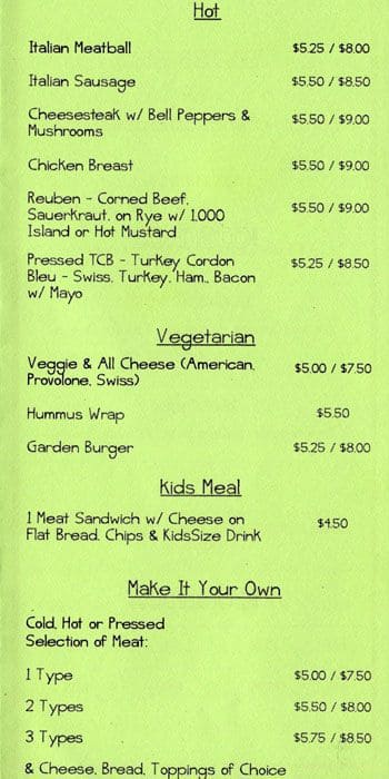 Menu at Sandwich Max restaurant, Charlotte, E 7th St