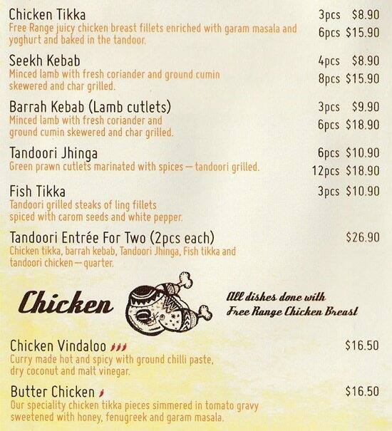 Menu at Noor Mahal Indian Restaurant, Ellenbrook