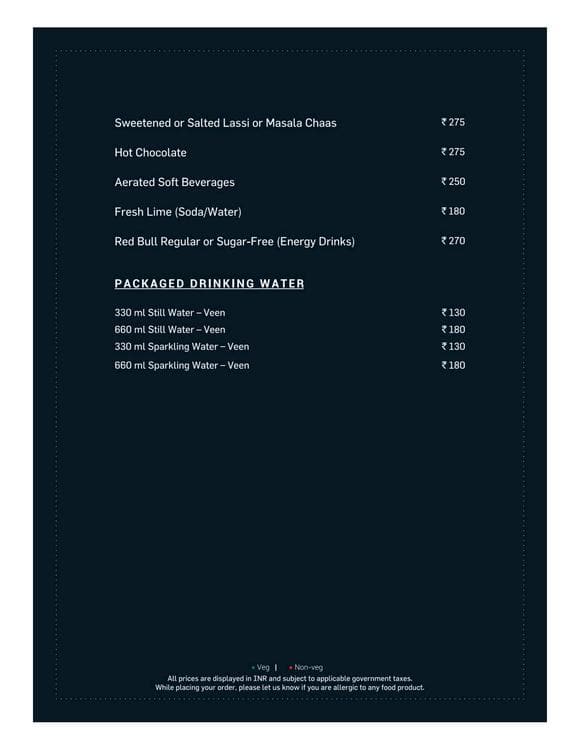 Menu at O by Tamara Trivandrum, Thiruvananthapuram, O by Tamara