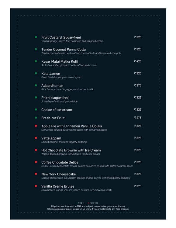 Menu at O by Tamara Trivandrum, Thiruvananthapuram, O by Tamara