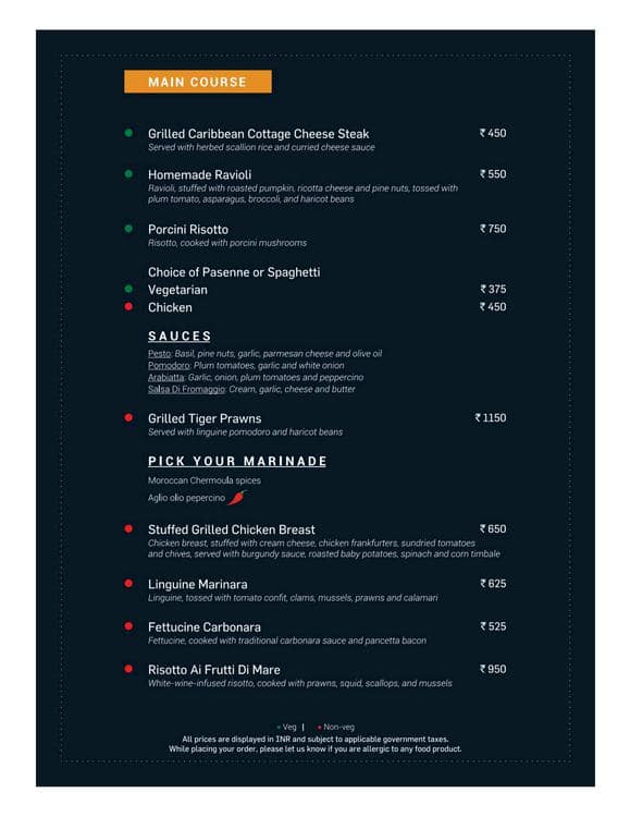 Menu at O by Tamara Trivandrum, Thiruvananthapuram, O by Tamara