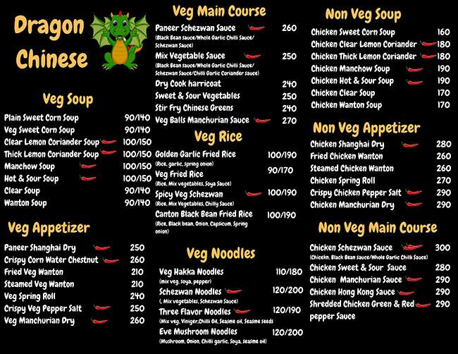 Menu of Dragon Chinese, Kamothe, Navi Mumbai
