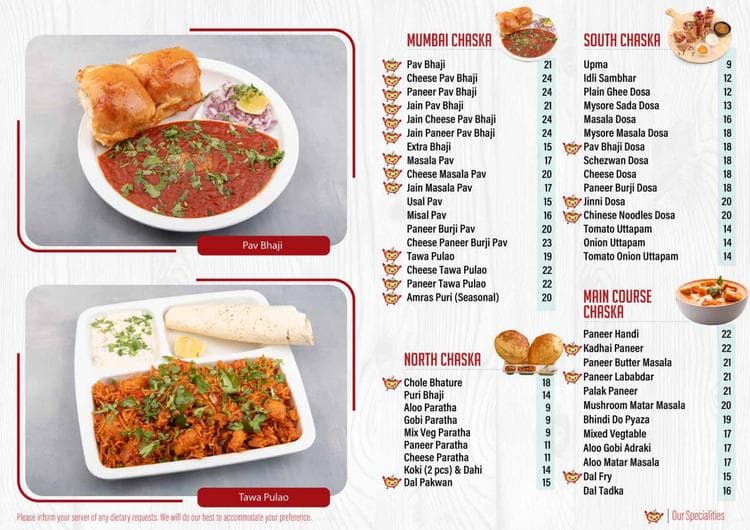 Menu of Mumbai Chaska, Al Karama, Dubai