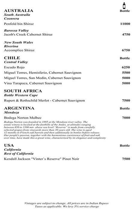 Menu at Rare Eastern Dining - Radisson Blu MBD Hotel, Noida