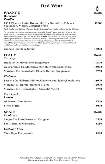 Menu at Rare Eastern Dining - Radisson Blu MBD Hotel, Noida